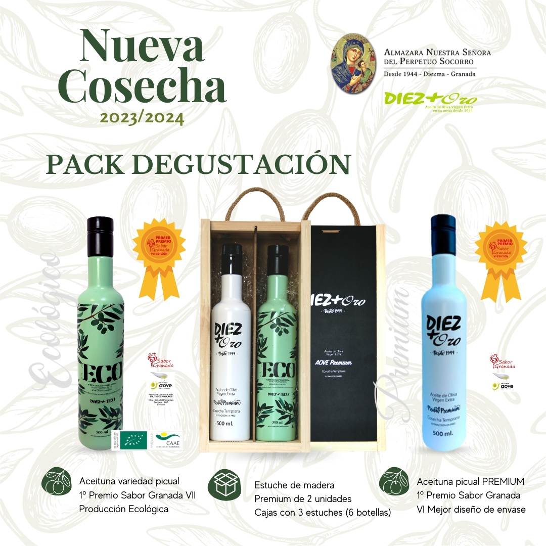 Estuche Premium madera - 500ml Diez+Eco picual - 500ml Premium picual ...